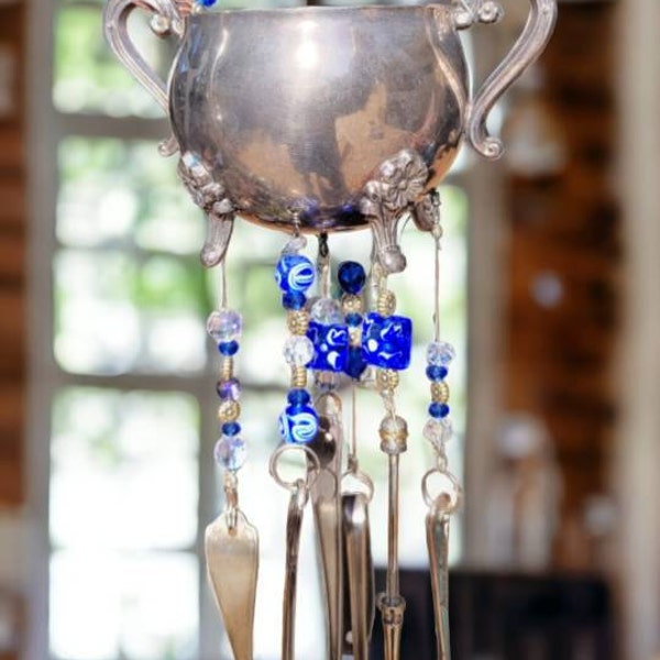 Unique Kitchen Themed Wind Chime Petite Pitcher Silverplate Silverware ...