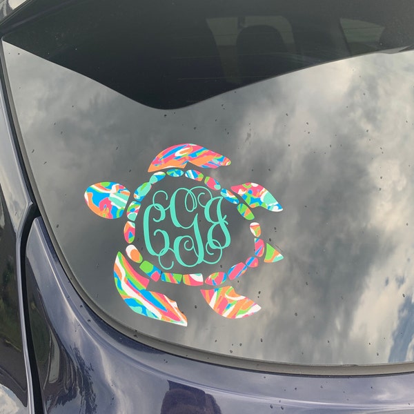 Car Decal / Sea Turtle Monogram Decals / Yeti Decals / Decals / Sticky ...