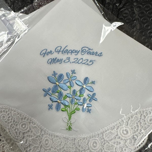 Custom Embroidered Handkerchiefs, Wedding Flower Handkerchief ...