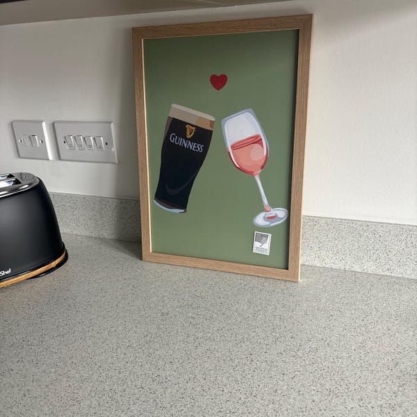 Guinness and Rose Wine Print - Etsy UK