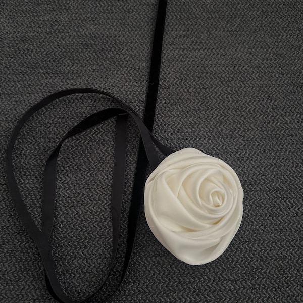 White Flower Choker. Silk Rose Choker. Bohemian Necklace. Choker for ...