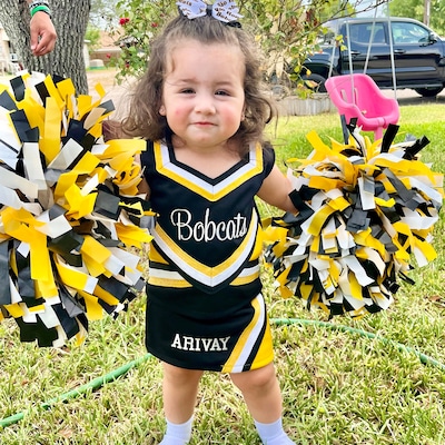 Yellow & Black Cheer Uniform, Customized Cheerleading Uniform, Girls ...