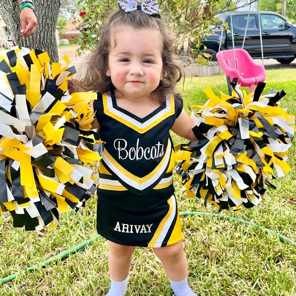 Yellow & Black Cheer Uniform, Customized Cheerleading Uniform, Girls ...