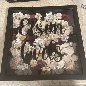 Flower Shadow Box Personalized Flower Frame Paper Flowers Gift Flower ...