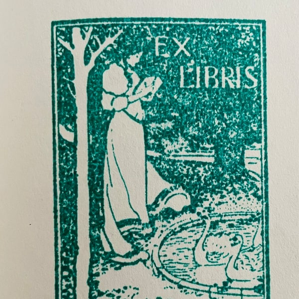 Ex Libris Bookplate Stamp - Victorian Woman Swans - Perfect Book Lover ...