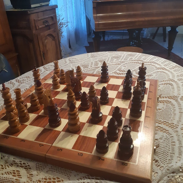 Prestigious Wooden Chess Board, Large Inlaid Cassette, Wooden Game ...