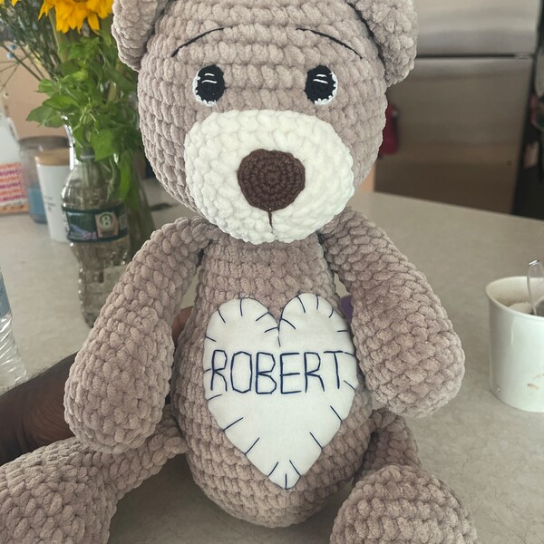 Personalized Stuffed Teddy Bear, Custom Plush, Crochet Bear - Etsy