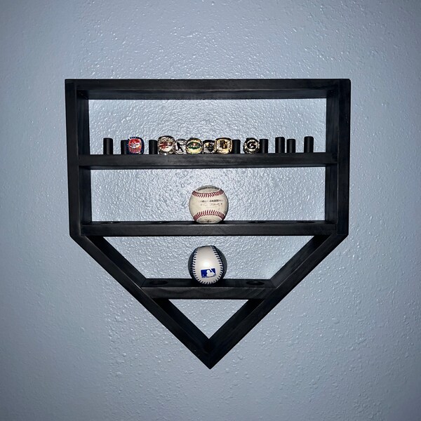 Handcrafted Wood Baseball Shelf Handmade Wooden Baseball Glove Display ...