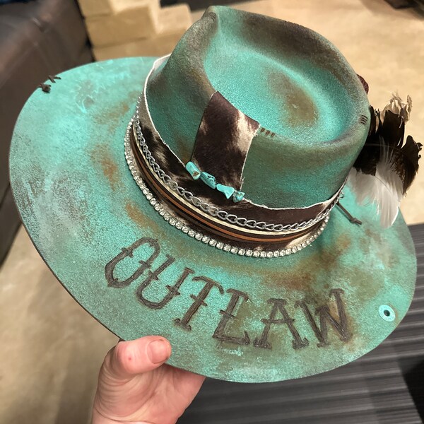 Outlaw Country Turquoise Custom Wool Rancher Hat - Etsy