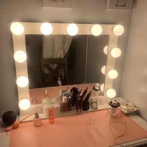 Gold Glitter Vanity Mirror With Lights 32 X 28 | Etsy