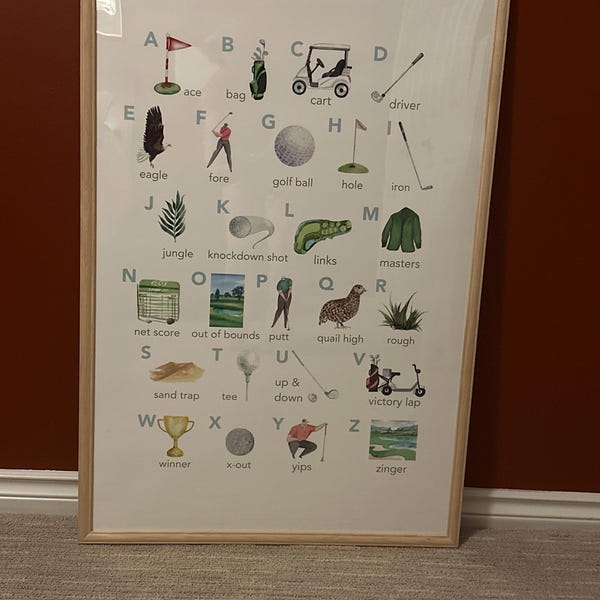 Golf Alphabet Nursery Print, Watercolor Golf Print, Golf Wall Art, Golf ...
