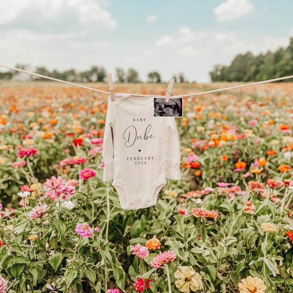 Simple Pregnancy Announcement Digital | Spring Baby Announcement ...