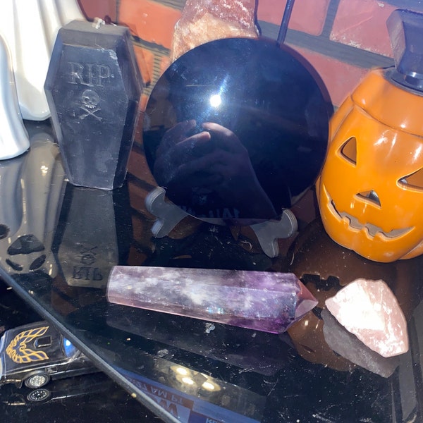 One Beautiful Black Obsidian Scrying Plate, Black Obsidian Scrying ...