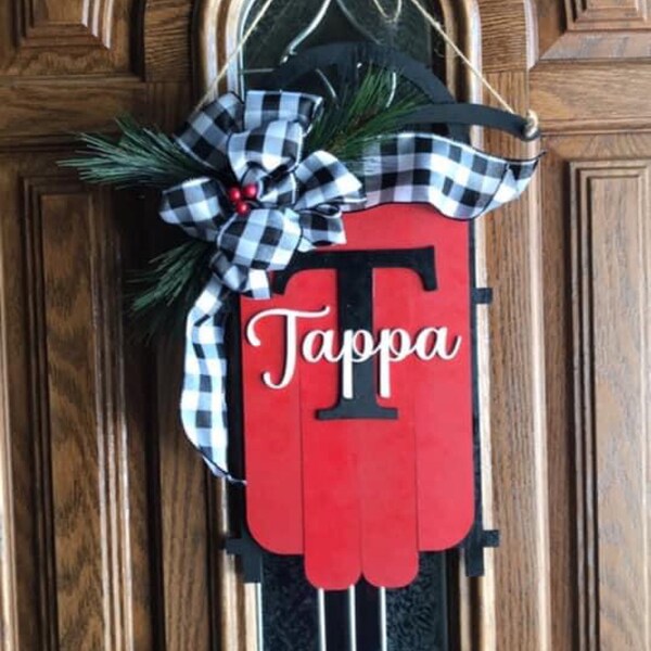Runner Sled Holiday Layered Sign Base Hanging Vintage Style Decor ...