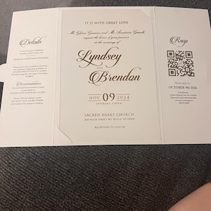 Folded Wedding Invitation, Acrylic Wedding Invitation With QR Code Rsvp ...
