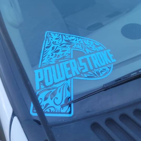 Powerstroke Tooled Leather Decal | Truck Decals | Window Decal ...