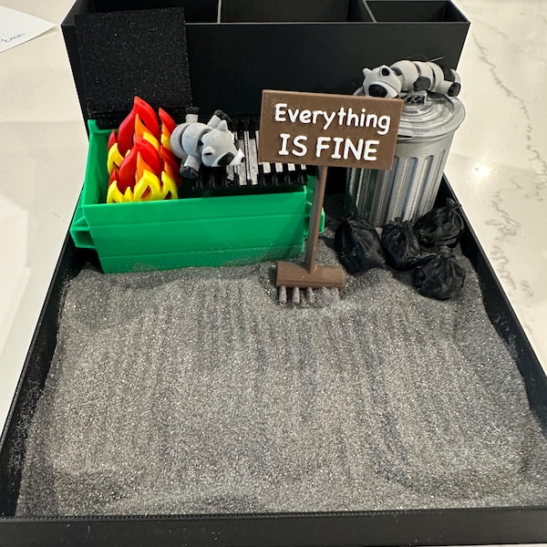 Dumpster Fire Zen Garden, Mini Desk Decor, Sensory Calming Sand Garden ...