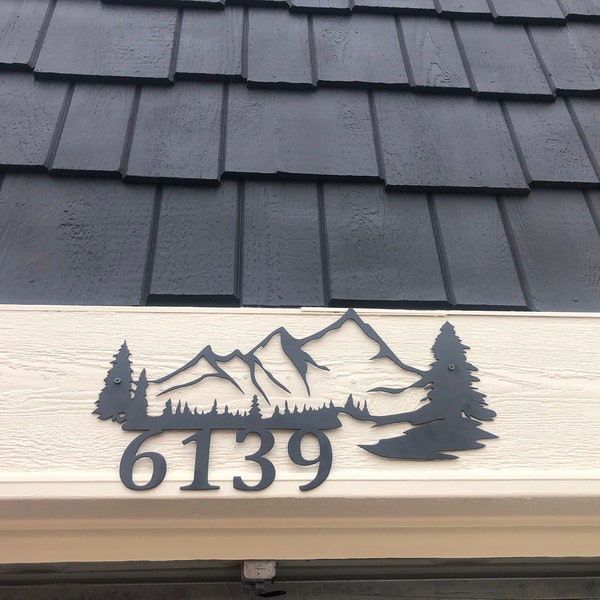 Metal Mountain House Number Sign | Mountain Address Sign | Modern ...