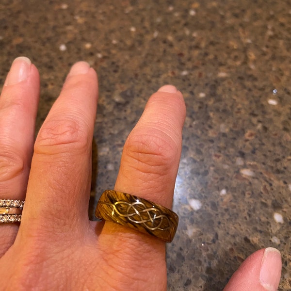 Tennessee Whiskey Barrel Spiral Grain Wood Ring With Crushed Turquoise ...