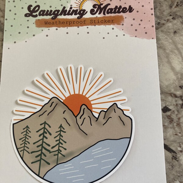 Mountain Scene Sticker | Adventurer Gift Ideas | Wanderlust Sticker ...