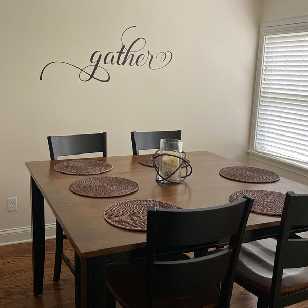 Gather Vinyl Wall Decal, Living Room Decor, Dining Room Decor, Gather ...
