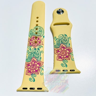 DIGITAL DOWNLOAD Hand-drawn Flower Paisley Watchband File, Svg, Watch ...