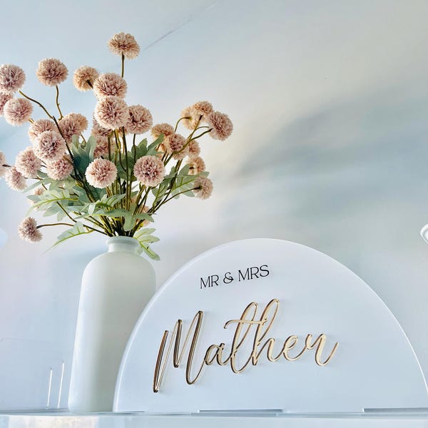 Luxury Laser Cut Mr & Mrs Wedding Dome Name Sign | Top Table Sign | Mr ...