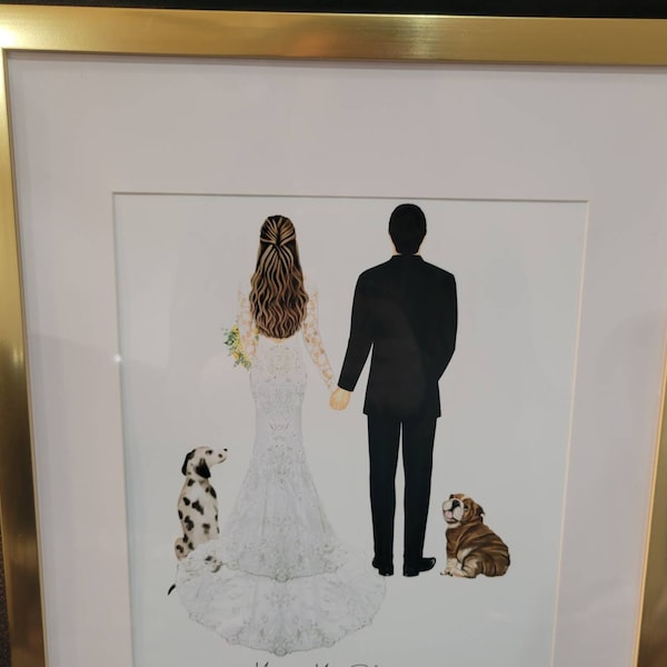 Personalized Bride and Groom Dog Portrait Art PRINT | 2026 Custom ...