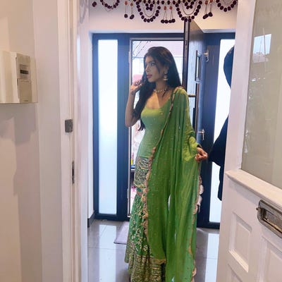 Deep V Neck Slit Lehenga Choli for Women Indian Wedding Wear Choli ...