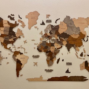 New Home Gift, Wood Wall World Map, Room Decor Aesthetic, Traveler Gift ...