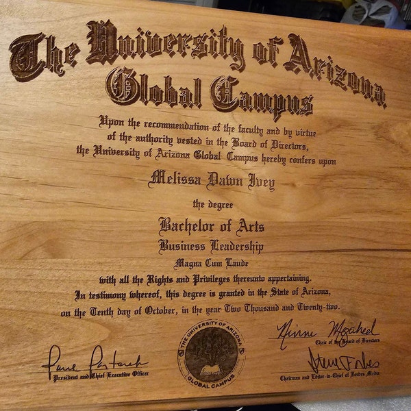 Laser Engraved Diploma Certificate, Graduation Gift, Custom Engraved ...
