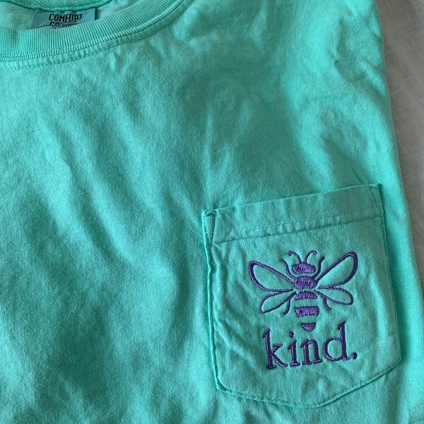 Bee Kind Tee- Comfort Colors Bumblebee Monogram Pocket Tee ...