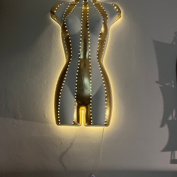 Mannequin Wall Light | Custom Lamp Painted Female Torso Lamp | Bespoke ...
