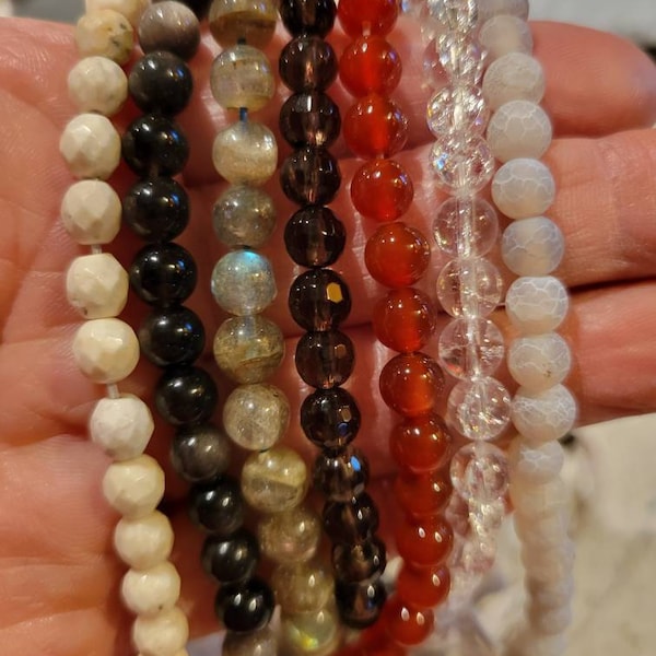Natural River Stone Faceted Round Beads 4mm 6mm 8mm 10mm 12mm 15.5 ...