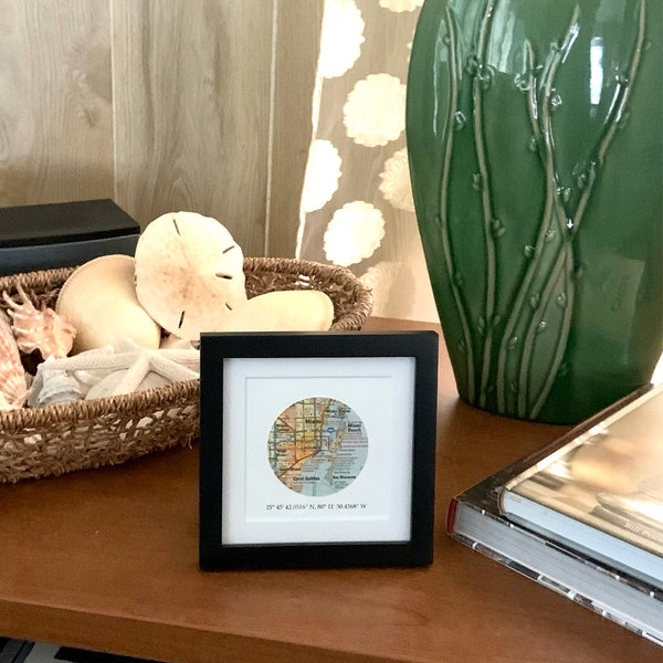 Framed Map + GPS Coordinates: Custom Map Gift - 5x5 Inch FRAME ...