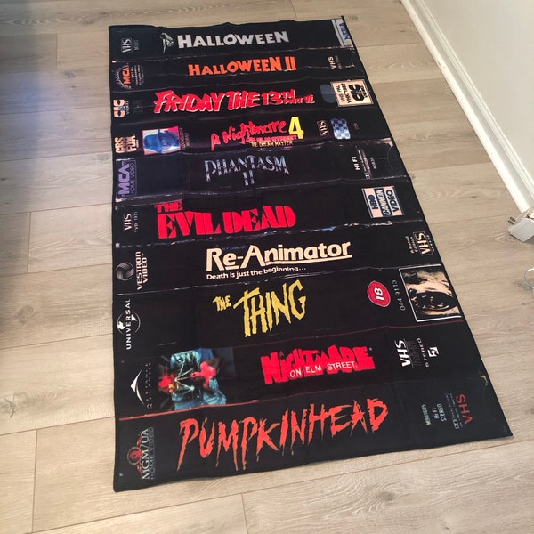 Retro Movies, VHS Films, Horror, Modern Rug, Colorful Rug, Art Rug ...