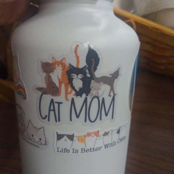 Cat Mom Sticker, Clear Cats Label, Animal Lover Decal, Kindle Sticker ...
