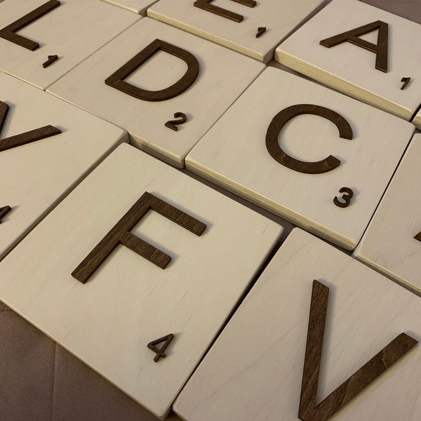 5.5 Large Scrabble Tiles, Scrabble Tile Wall Art Letters , Wooden ...