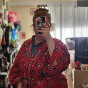 Pink Bird Ofmd Robe, Indian Soft Cotton Kimono, Bridesmaid Robe, Kimono ...