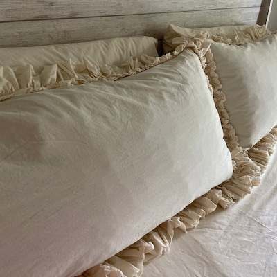 Ruffled Pillow Shams Ruffled Shams Matelasse Pillow Cases Farmhouse ...