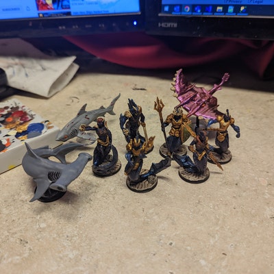 5pc Merfolk Mermaid Merman Set Mini Miniature Figure 3D Printed Model ...