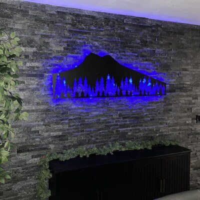 Mountain LED Metal Art Sign / Light up Mountain Metal Sign / Multi ...