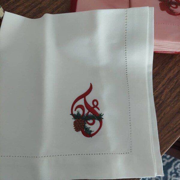 Set of Embroidered Easter Napkins, Religious Cross, Matthew 28:6 ...