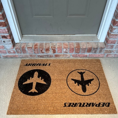 Arrivals Departures, Departures Arrivals Door Mat, Airplane, Flight ...