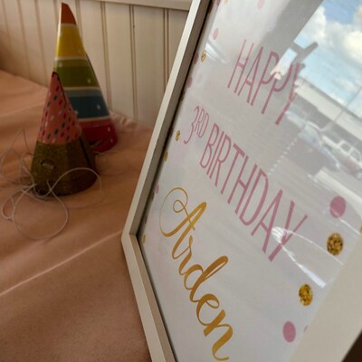 Happy 3rd Birthday Sign Personalized Girl Birthday Party Sign - Etsy