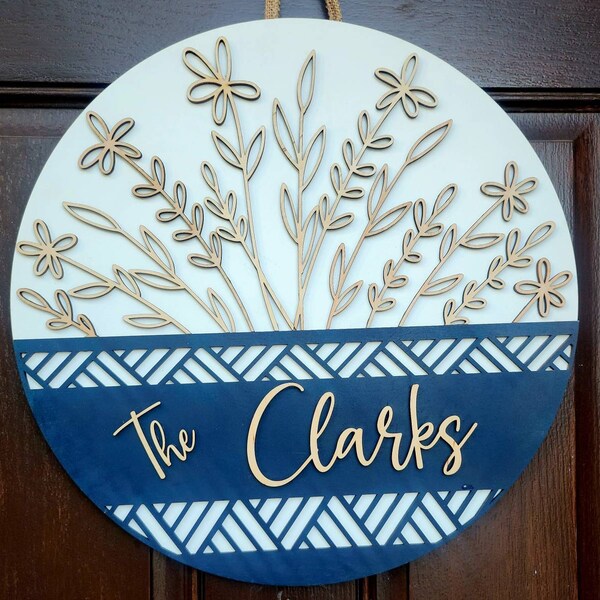 Wooden Door Sign, Family Name Sign, Engagement Gift, Housewarming Gift ...