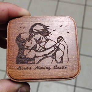 Howls Moving Castle Red Wood Mirrorwind-up Music Box custom Engraving ...