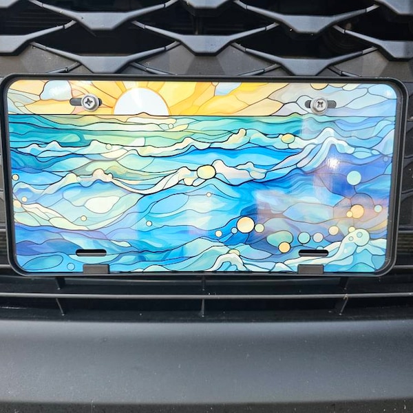Light Blue Seashells Beachy License Plate Frame Ocean Vanity Car Tag ...