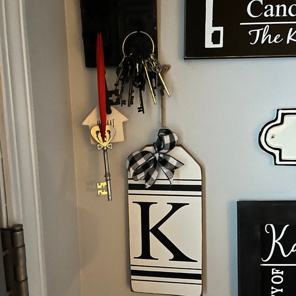 Personalized Last Name Initial Large Wooden Tag Farmhouse Tags - Etsy