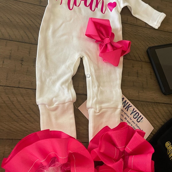Baby Girl Outfit, Coming Home Outfit, Custom, Handmade Personalized Set, Babyshower Gift ...